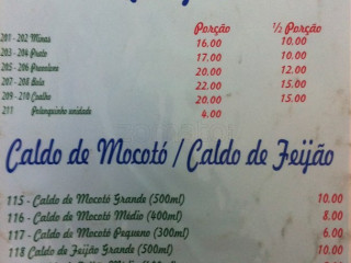 Copa Bar aus Rio de Janeiro Speisekarte